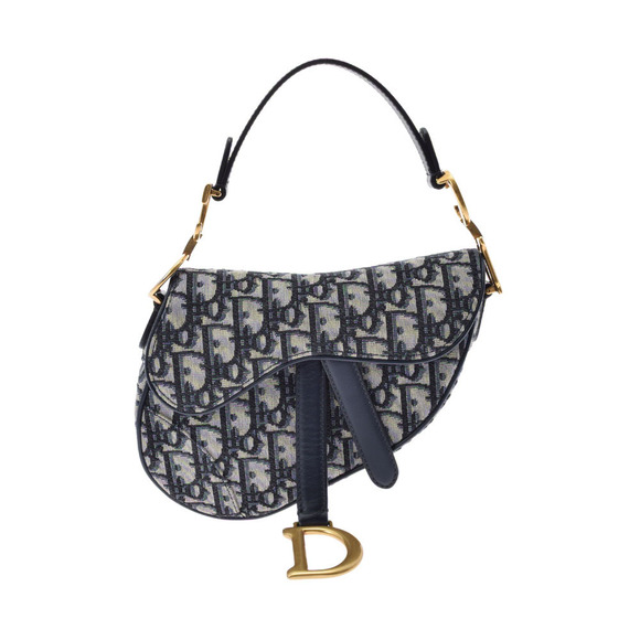 Dior Bags Christian Dior Saddlebag Oblique Blue Jacquard Handbag